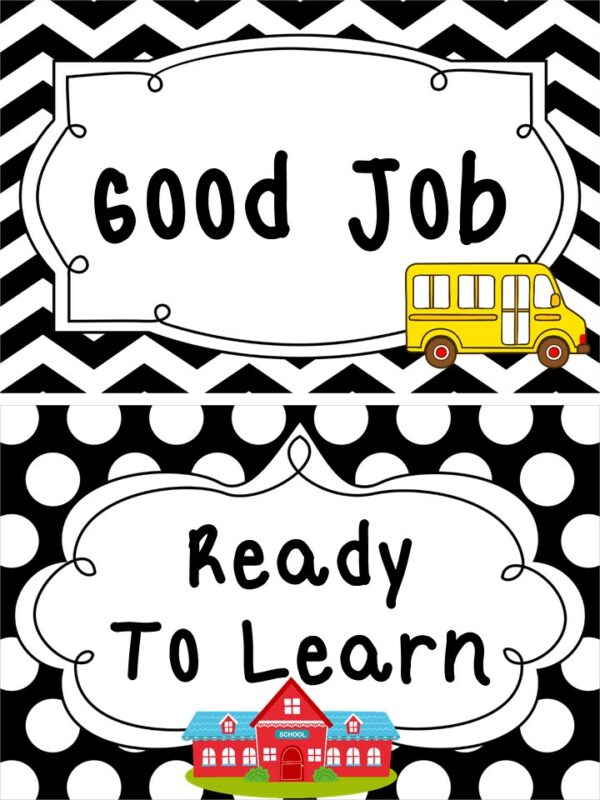 7 Black and White School Behavior Clip Chart Cards - Made By Teachers