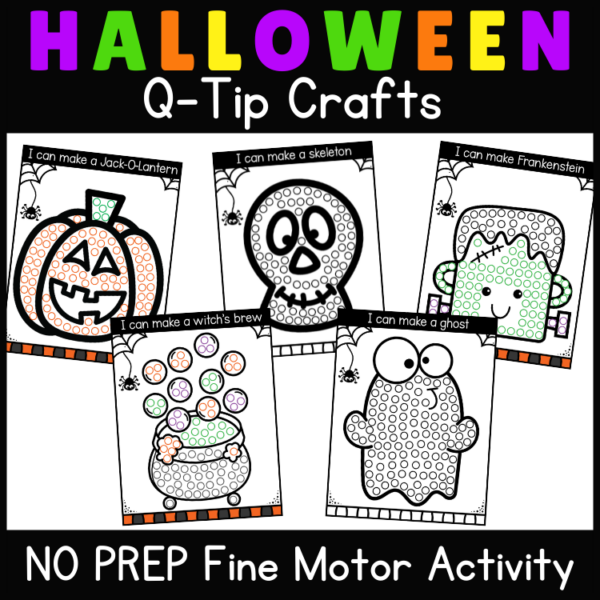 Halloween Crafts Q Tip Painting Fine Motor Activity - Made By Teachers