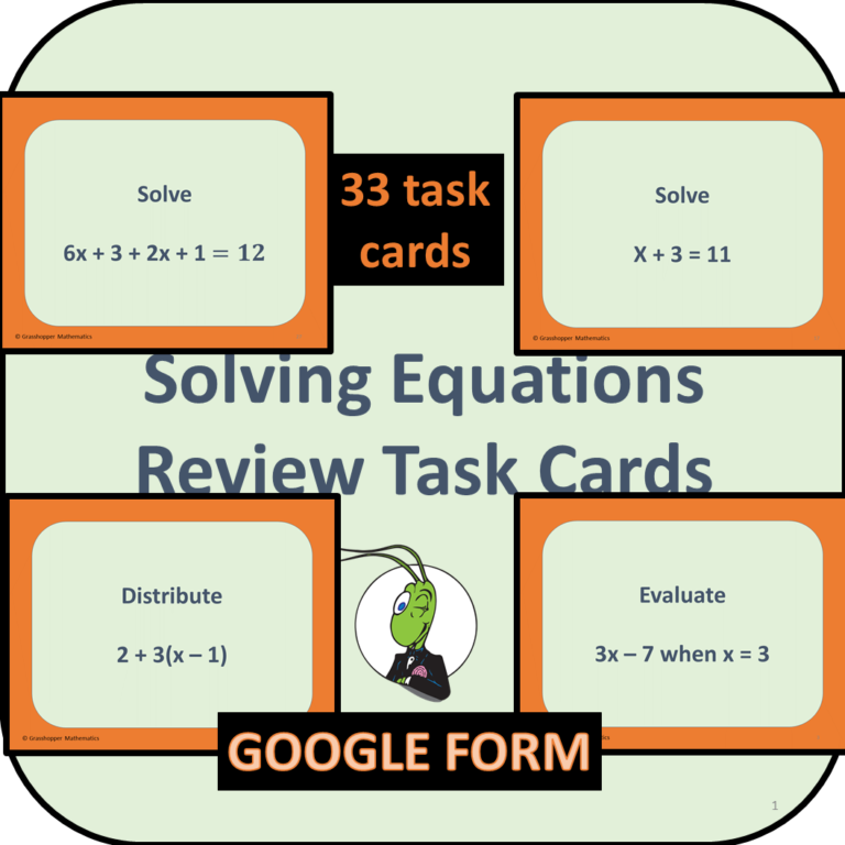 Solving Equations Review Task Cards Bundle | Made By Teachers