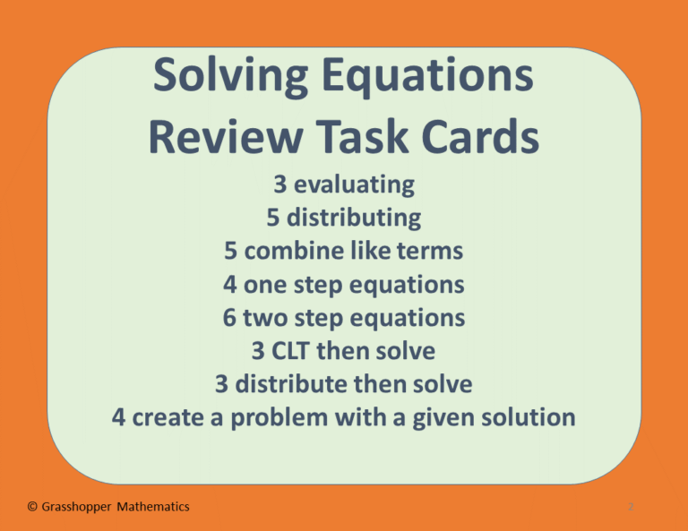 Solving Equations Review Task Cards Bundle | Made By Teachers