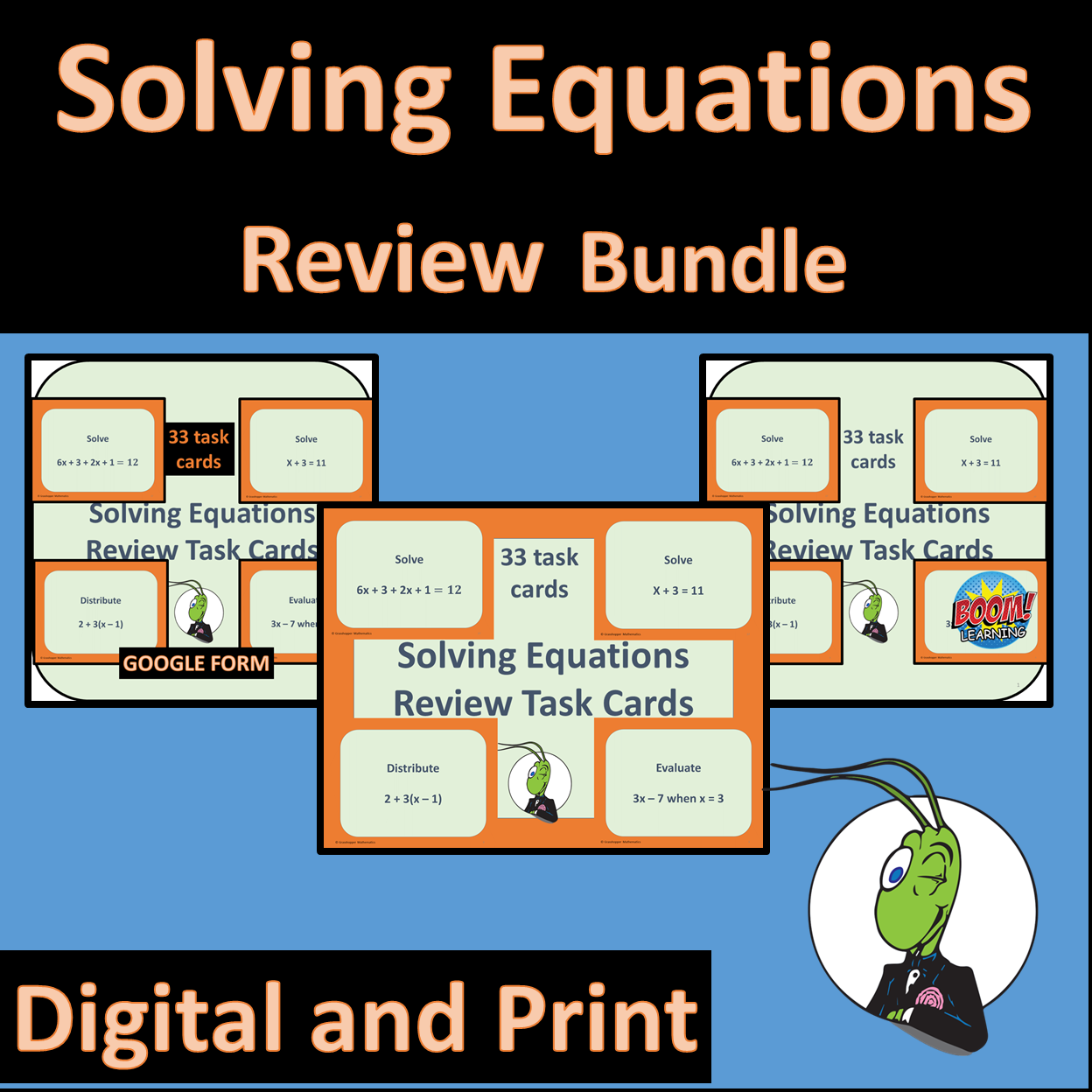 Solving Equations Review Task Cards Bundle Made By Teachers