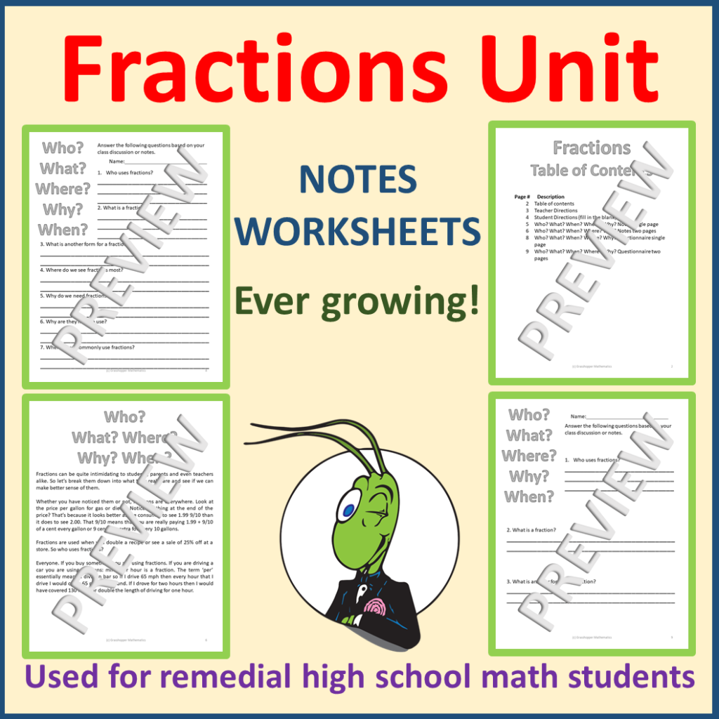 Fractions Remedial Unit High School Math | Made By Teachers