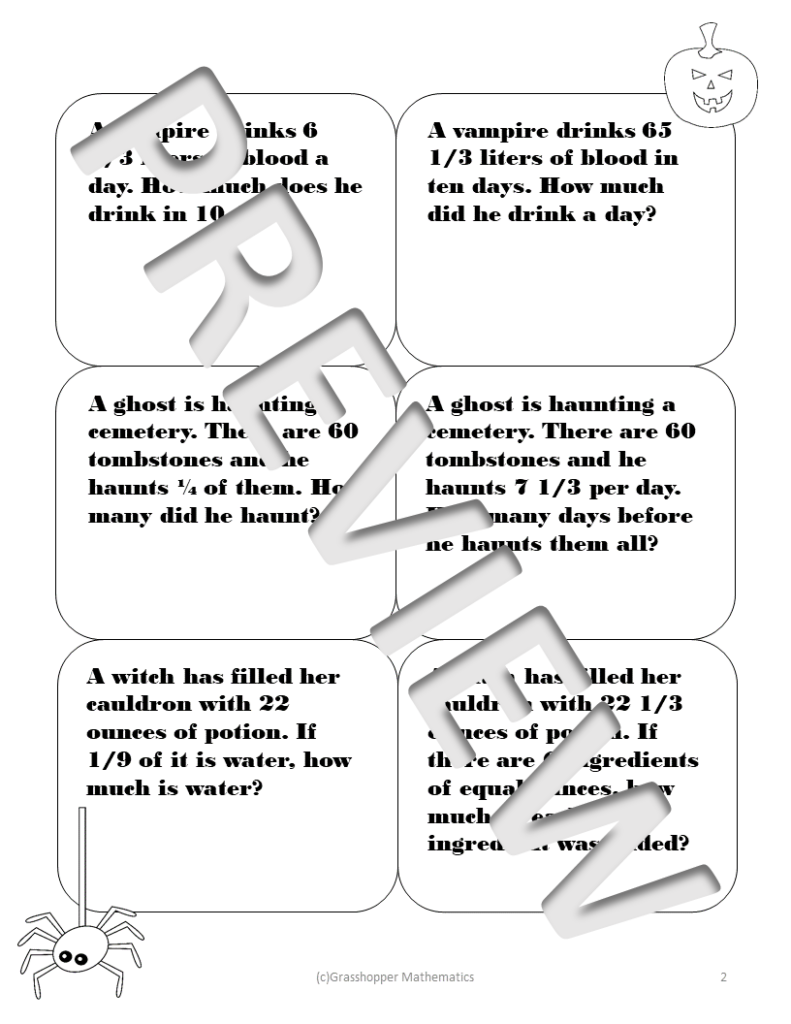 Halloween Operations of Fractions Word Problems - Made By Teachers