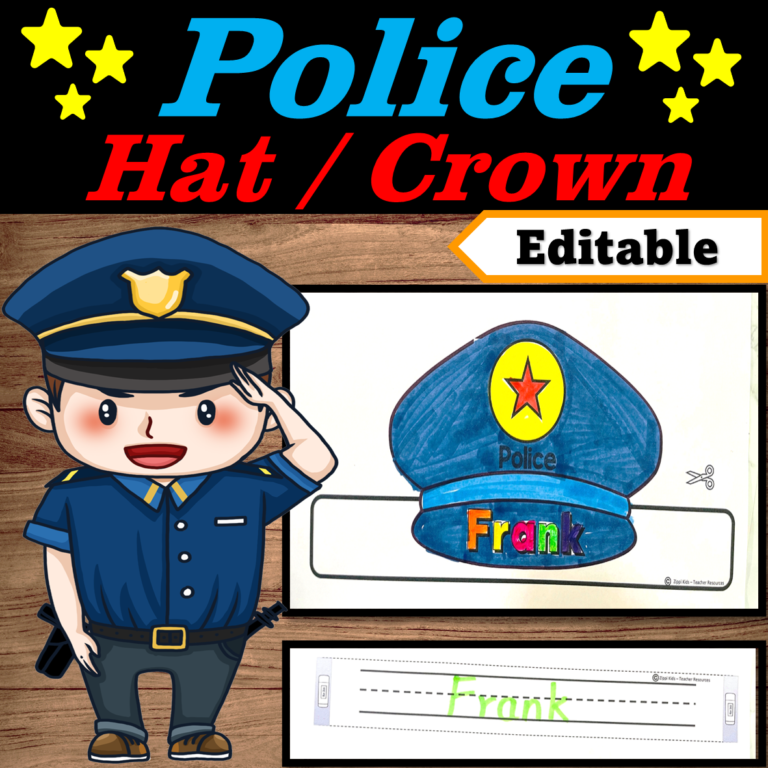 Police Officer Hat Editable Name - Made By Teachers