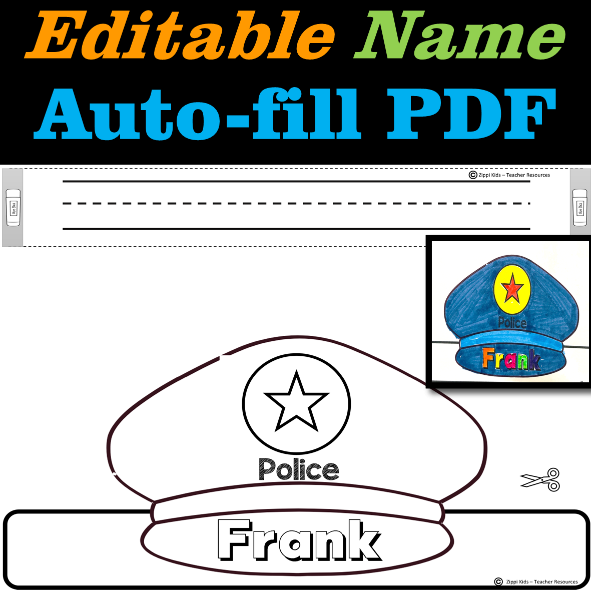 Police Officer Hat Editable Name Made By Teachers