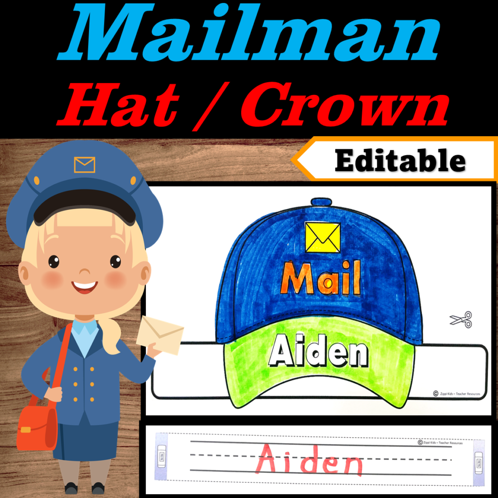 Mailman Hat Editable Name - Made By Teachers
