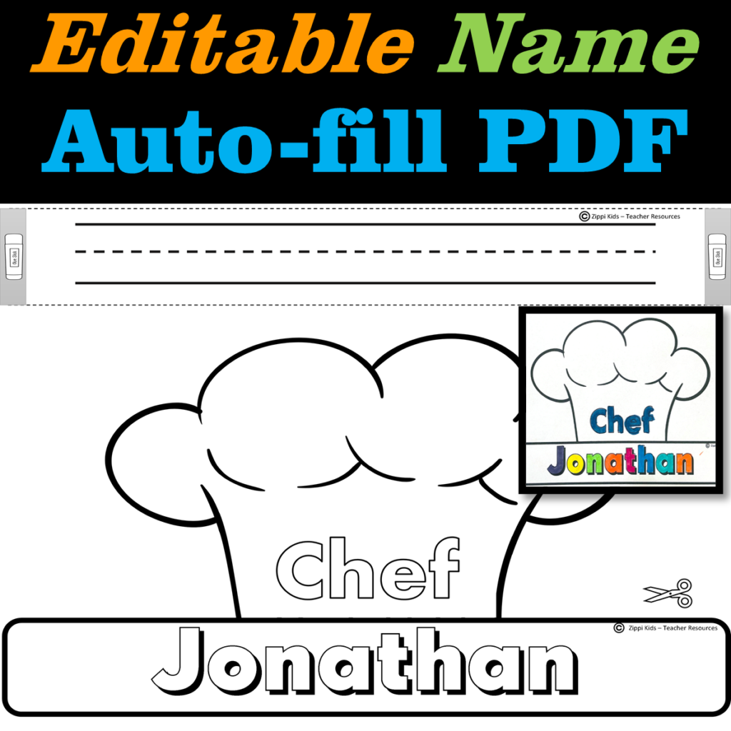 Chef Hat Editable Name Community Helpers Week | Made By Teachers