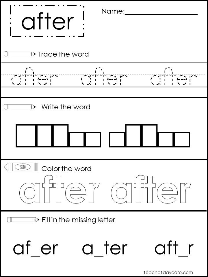 Dolch Sight Word Worksheets Pre Primer Words Dolch Sight Word 