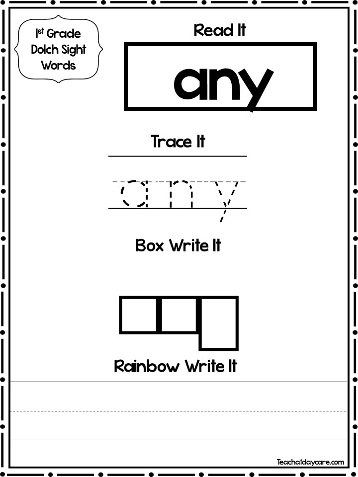 Dolch 1st Grade Sight Words Box Write Worksheets. - Made By Teachers
