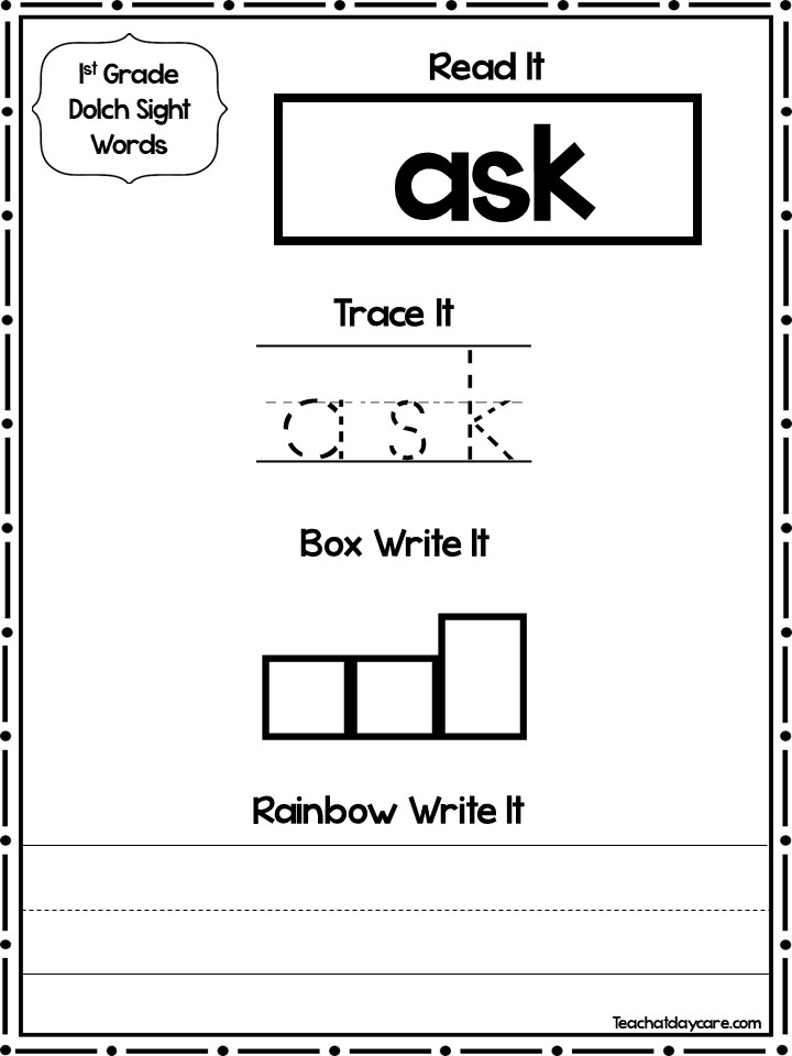 Dolch 1st Grade Sight Words Box Write Worksheets. - Made By Teachers