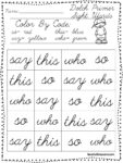 Dolch Primer Cursive Color the Word Worksheets - Made By Teachers