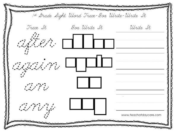 Dolch 1st Grade Cursive Box Writing Word Worksheet - Made By Teachers