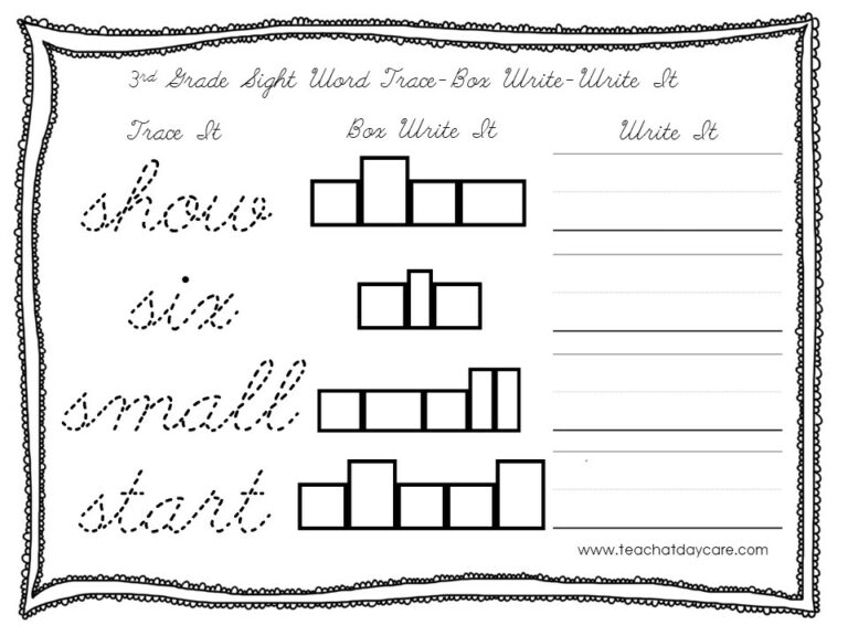 Dolch 3rd Grade Cursive Box Writing Word Worksheet | Made By Teachers