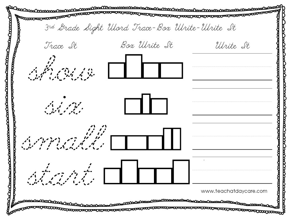 Dolch 3rd Grade Cursive Box Writing Word Worksheet | Made By Teachers
