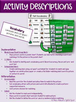Fall & Leaves Thematic Unit for Special Ed - Made By Teachers