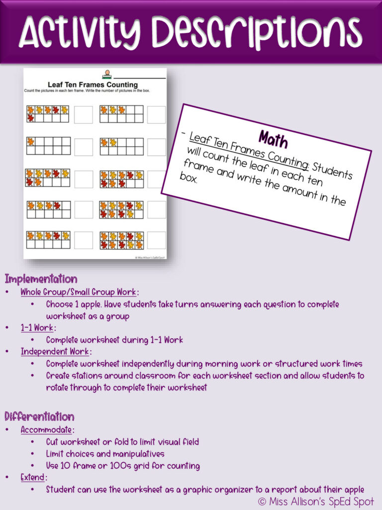 Fall & Leaves Thematic Unit for Special Ed - Made By Teachers