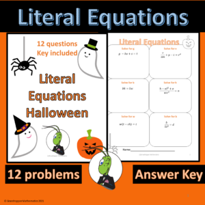 Halloween Literal Equations Worksheet - Made By Teachers