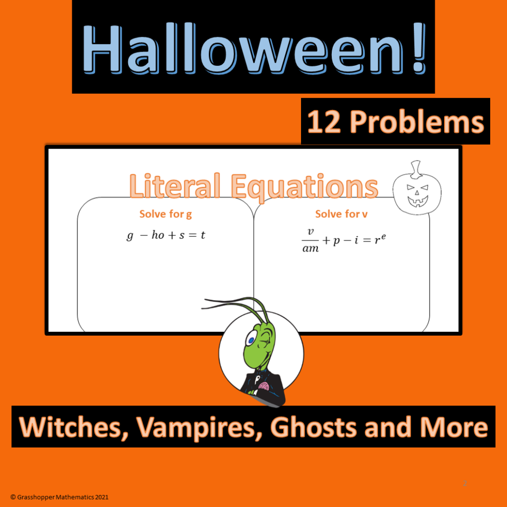 Halloween Literal Equations Worksheet - Made By Teachers