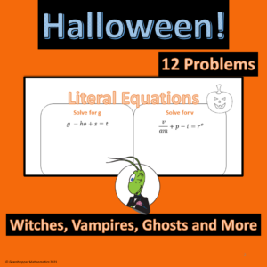 Halloween Literal Equations Worksheet - Made By Teachers