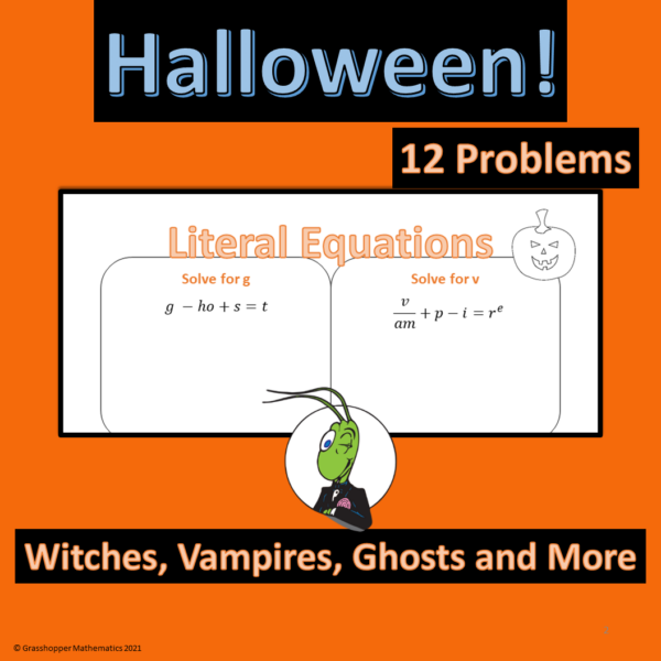Halloween Literal Equations Worksheet - Made By Teachers