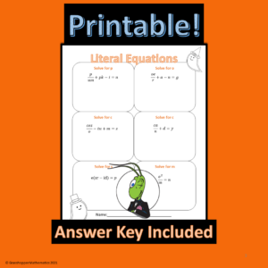 Halloween Literal Equations Worksheet - Made By Teachers