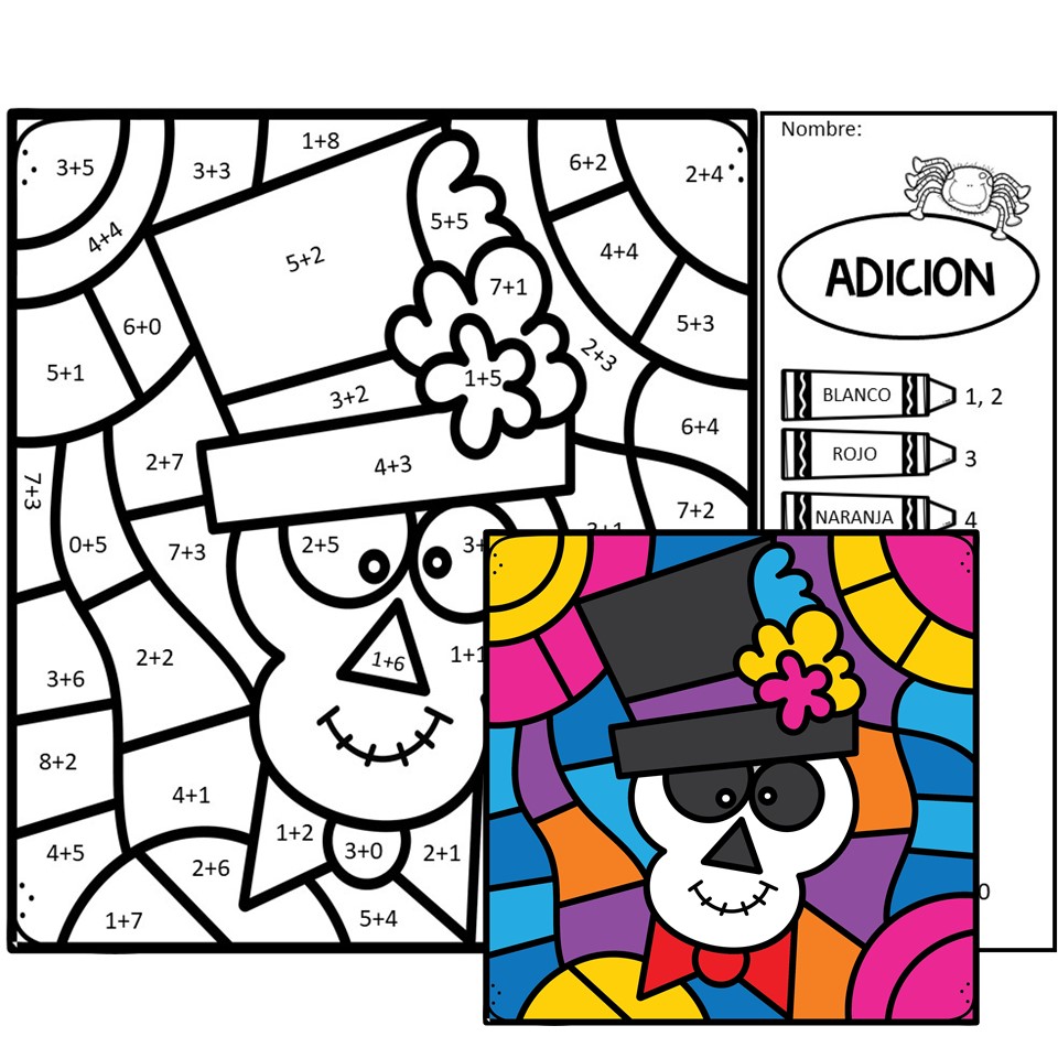 Spanish Halloween Color by Number Addition Bundle | Made By Teachers