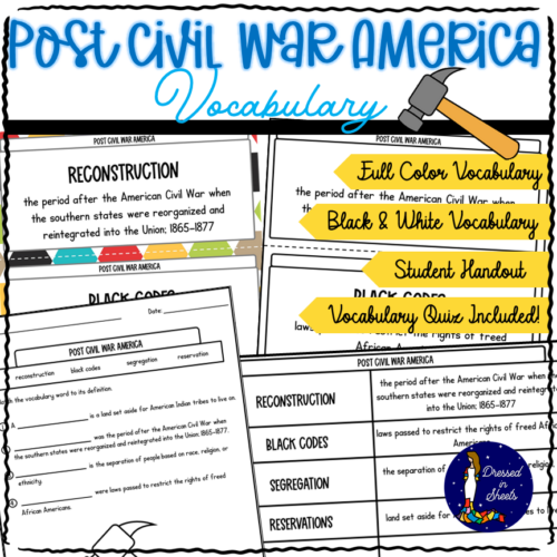 5th Grade Post Civil War America Vocabulary | Made By Teachers