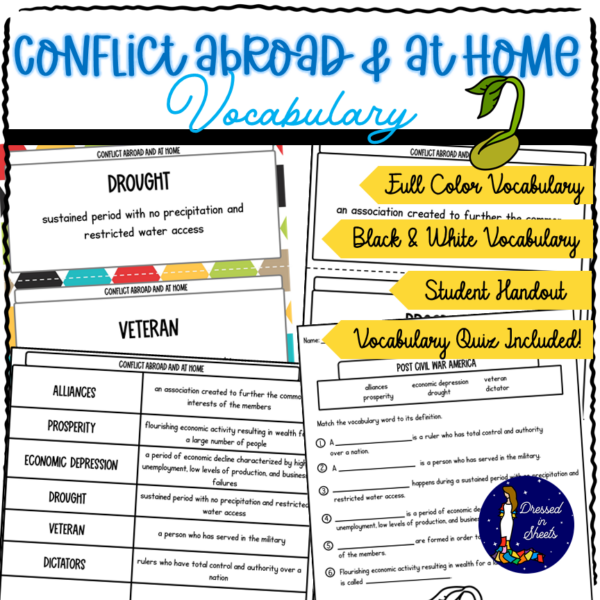5th Grade Conflict Abroad and at Home Vocabulary - Made By Teachers