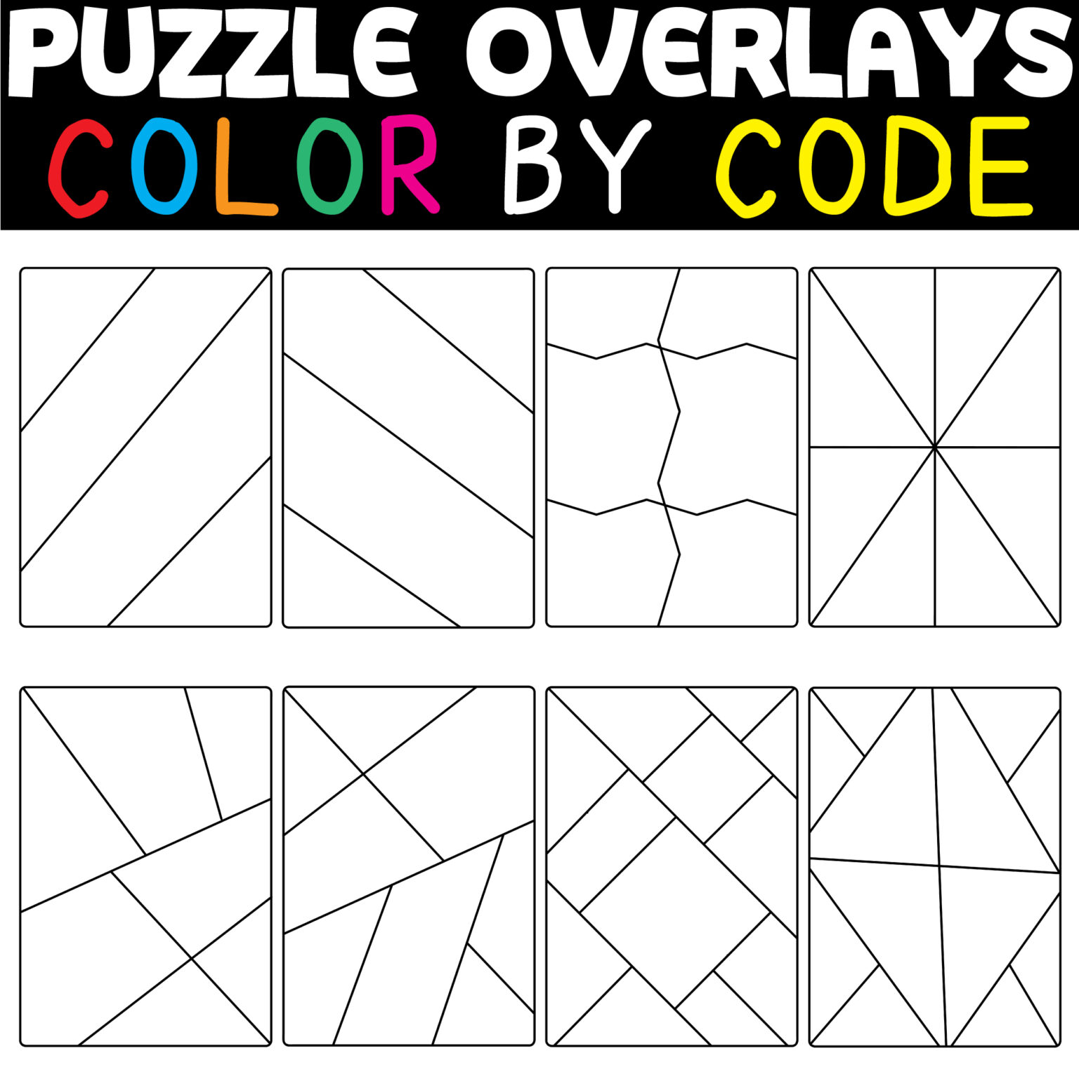 20 Clipart Puzzle Overlays COLOR BY CODE Templates | Made By Teachers
