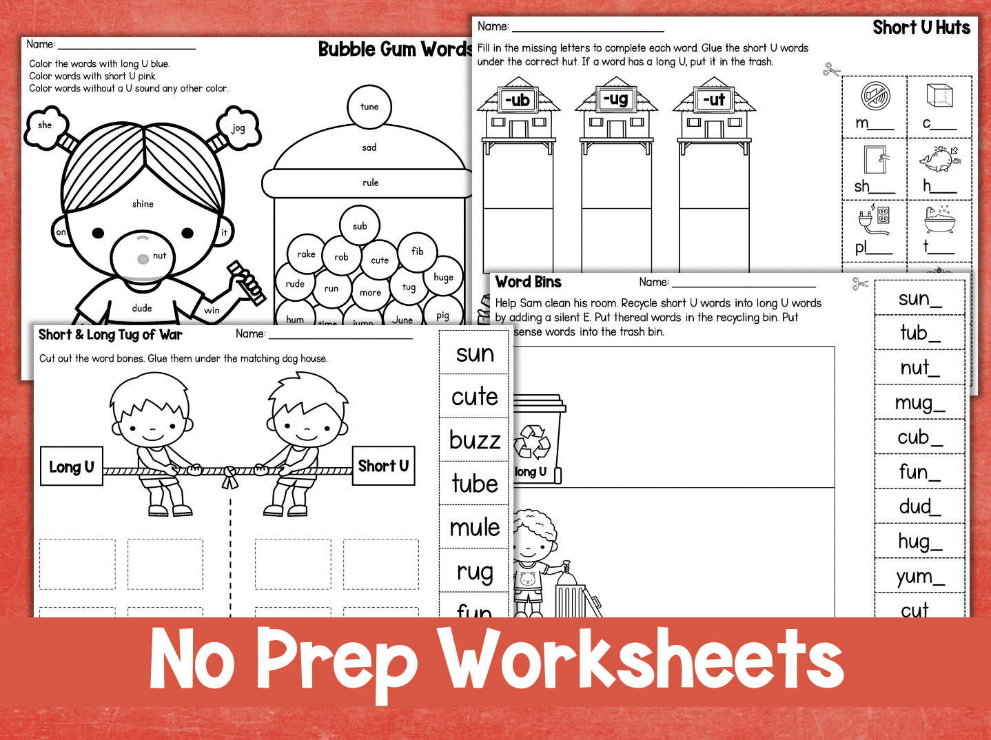 Short U Long U Vowels Phonics Worksheets | Made By Teachers