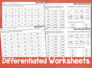 Short U Long U Vowels Phonics Worksheets - Made By Teachers