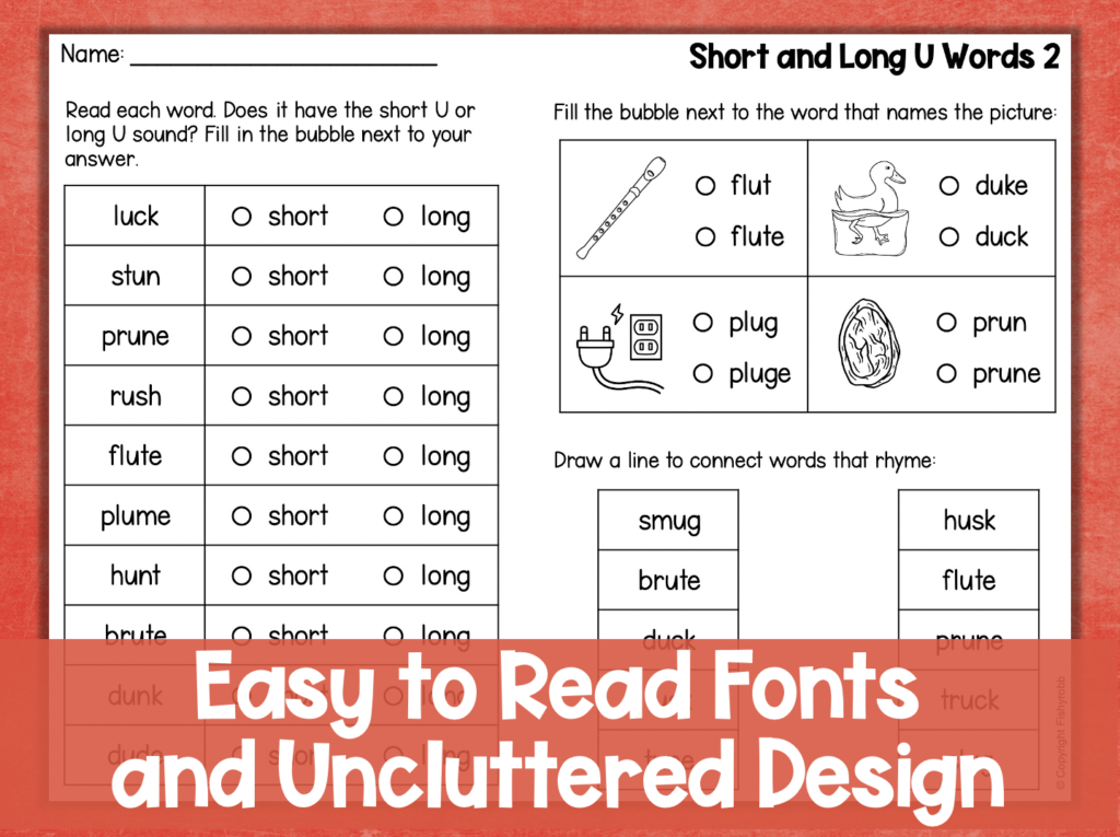 Short U Long U Vowels Phonics Worksheets - Made By Teachers