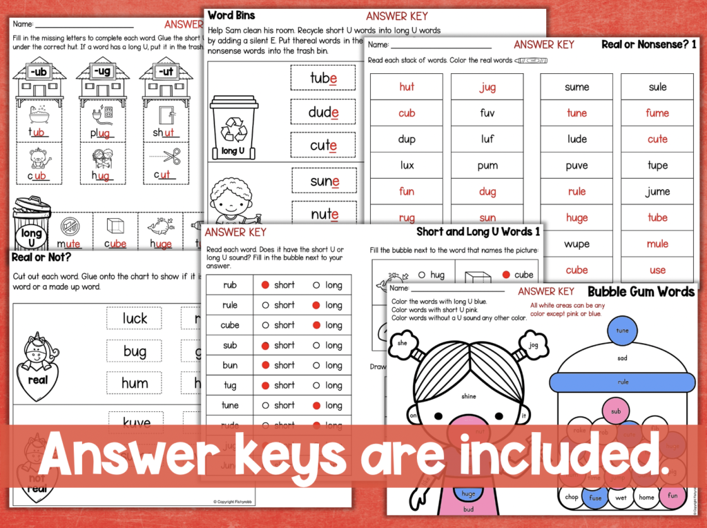 Short U Long U Vowels Phonics Worksheets - Made By Teachers