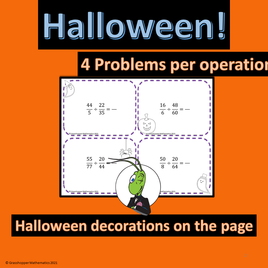 Fraction Operations Task Cards Halloween | Made By Teachers