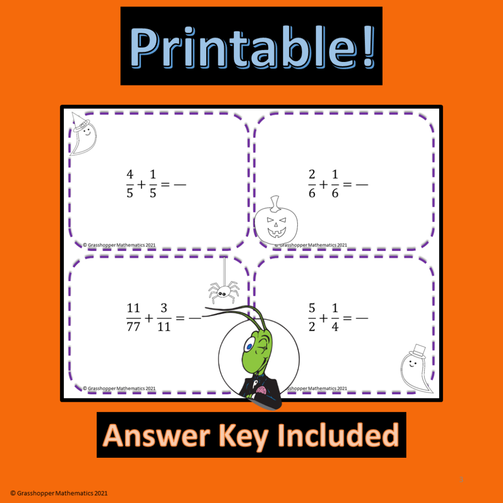 Fraction Operations Task Cards Halloween | Made By Teachers