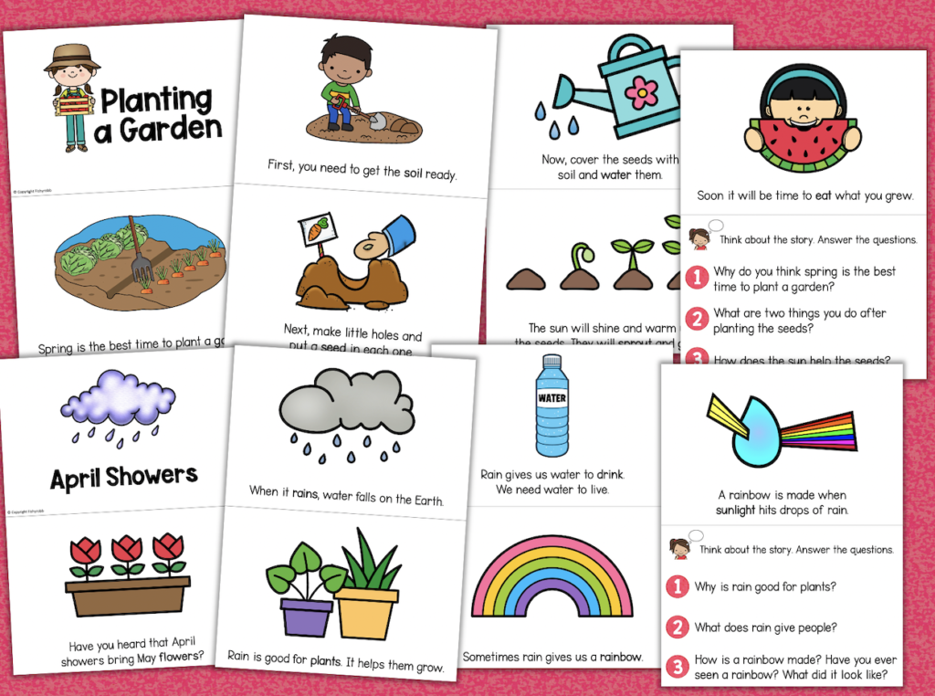SPRING Beginning Reading Comprehension Books - Made By Teachers