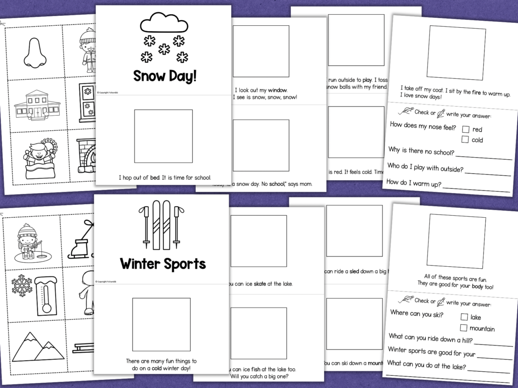 WINTER Beginning Reading Comprehension Books - Made By Teachers