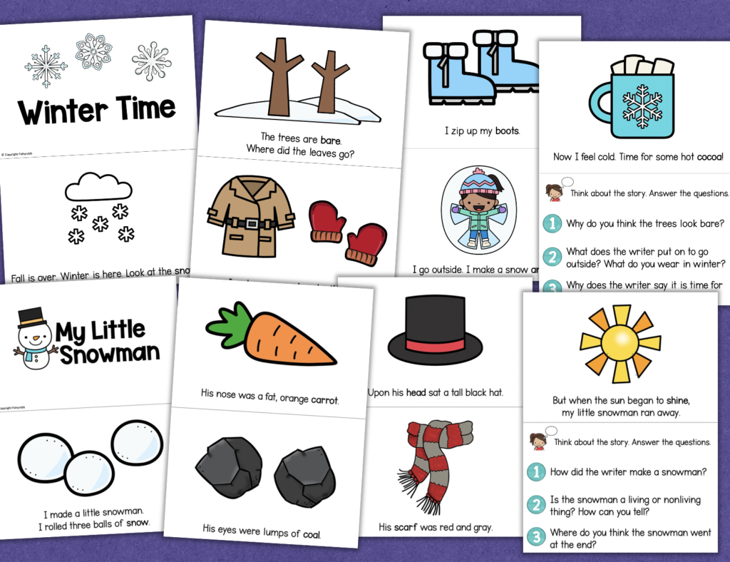 WINTER Beginning Reading Comprehension Books - Made By Teachers