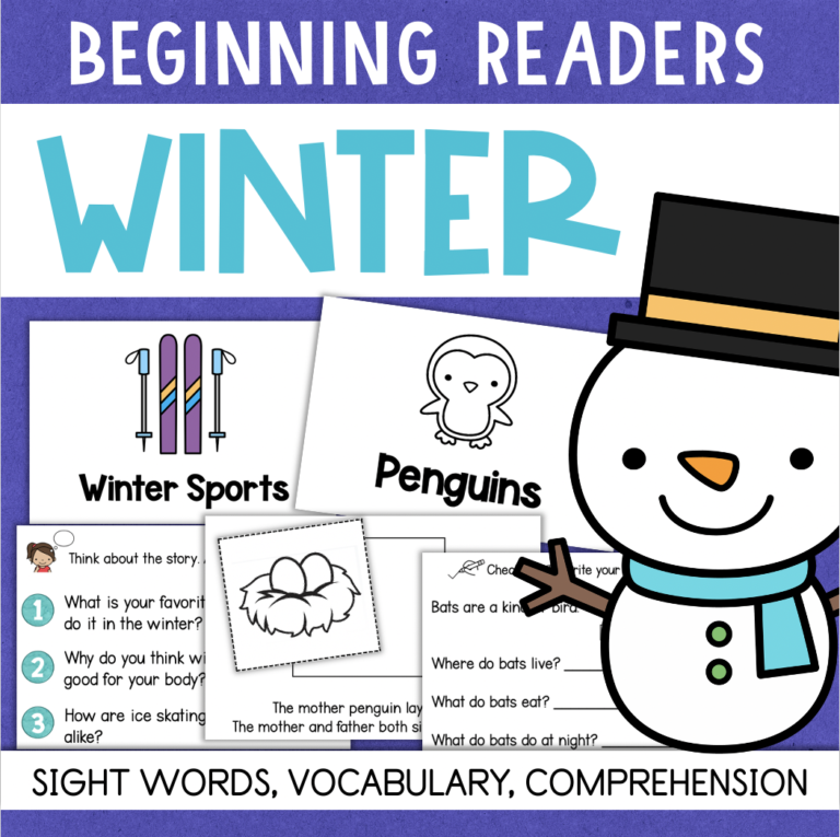 WINTER Beginning Reading Comprehension Books - Made By Teachers