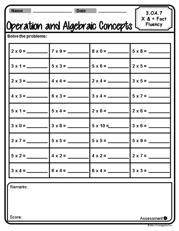 3rd Grade Common Core Math Assessments | Operation | Made By Teachers