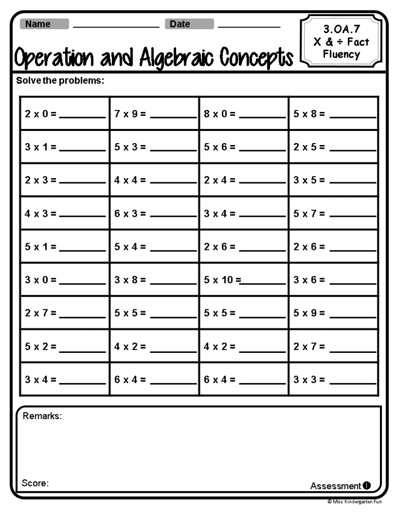 3rd Grade Common Core Math Assessments | Operation | Made By Teachers