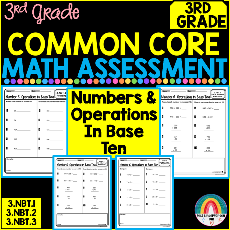 3rd Grade Common Core Math Assessment | Numbers an - Made By Teachers
