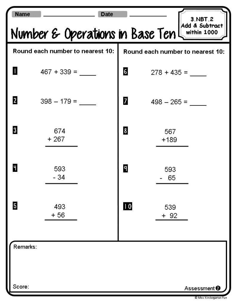 3rd Grade Common Core Math Assessment | Numbers an - Made By Teachers