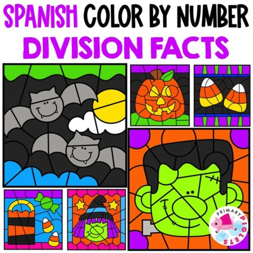 Spanish Color by Number Math Facts Halloween - Made By Teachers