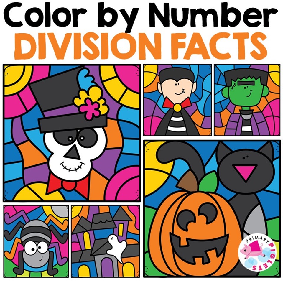 Halloween Division Color by Number - Made By Teachers