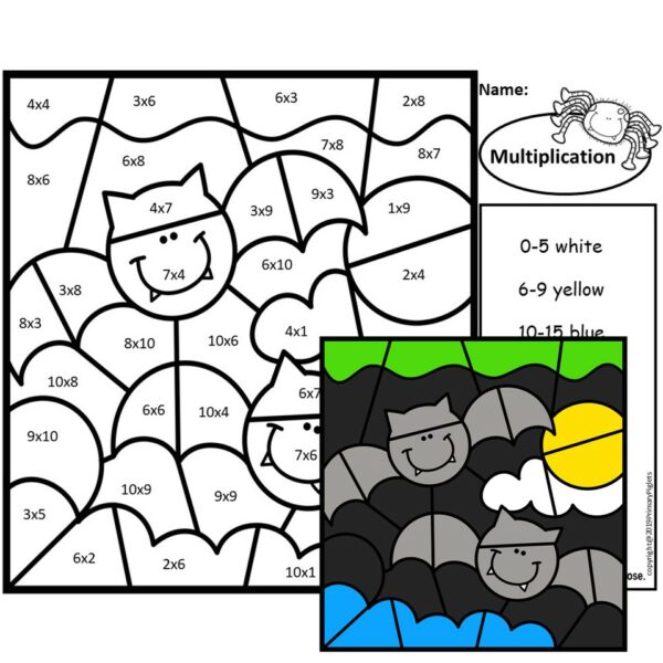 Halloween Multiplication Color by Number Bundle - Made By Teachers