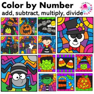 Halloween Color by Number Math Facts Bundle - Made By Teachers
