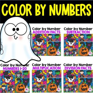 Halloween Color by Number Math Facts Bundle - Made By Teachers