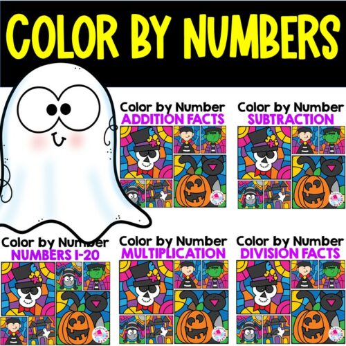 Halloween Color by Number Math Facts Bundle - Made By Teachers