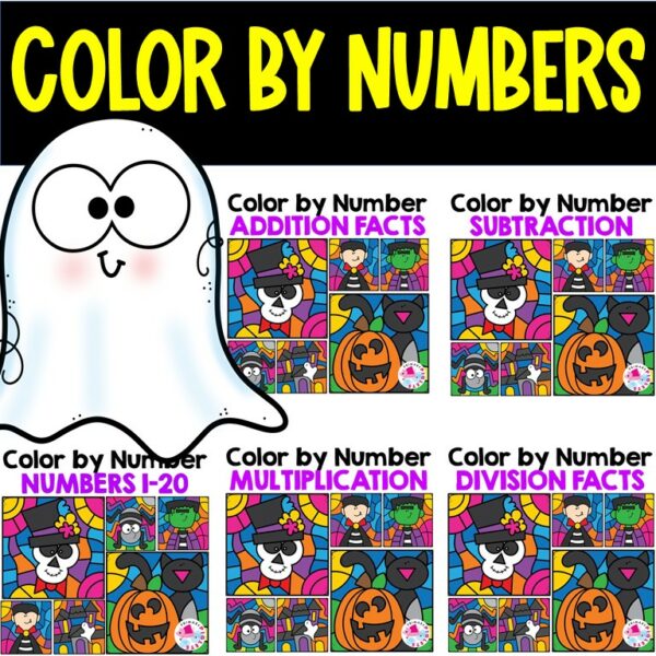 Halloween Color by Number Math Facts Bundle - Made By Teachers